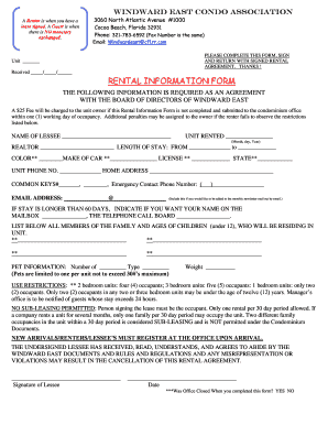 Fillable Online RENTAL INFORMATION FORM Fax Email Print - pdfFiller