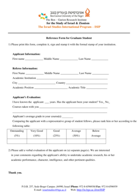 Fillable Online Reference Form for Graduate Student Fax Email Print ...