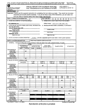 Fillable Online Notice This report is required by 49 CFR Part 191 ...
