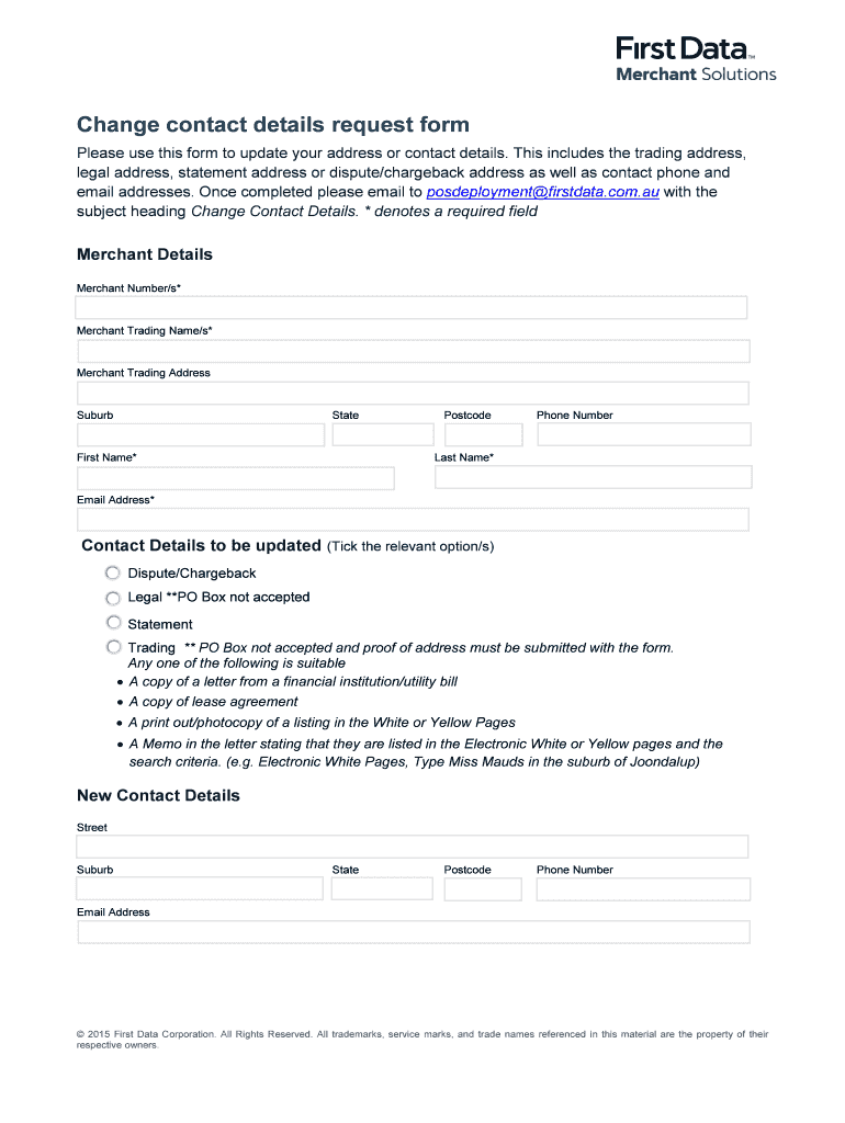 Fillable Online Change contact details request form Please use this ...
