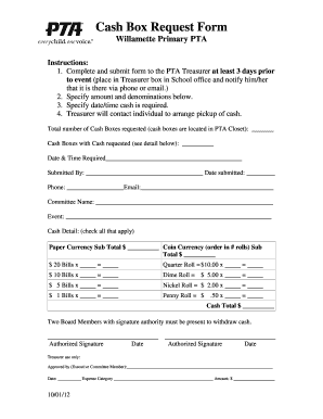 Fillable Online Cash Box Request Form Fax Email Print - pdfFiller