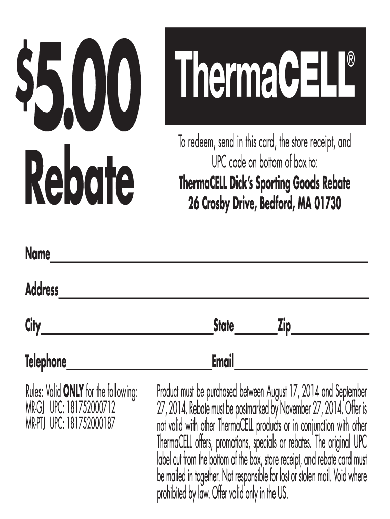 Fillable Online Rebate To redeem, send in this card, the store receipt ...