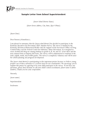 Fillable Online Sample Letter from School Superintendent - REACH Eval ...