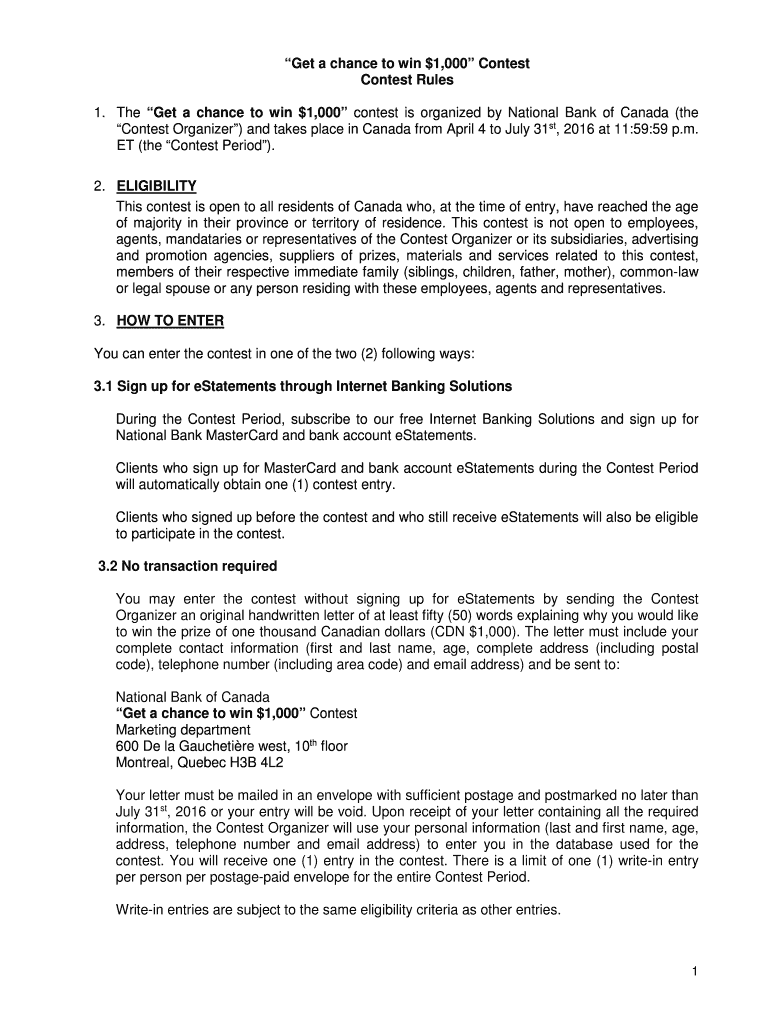 Fillable Online Get a chance to win 1000 Contest Get a chance to win ...