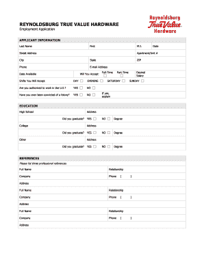 Fillable Online RTV Employment Application Fax Email Print - pdfFiller
