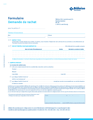 Remplissable En Ligne Formulaire Bloise Vie Luxembourg SA Demande de ...