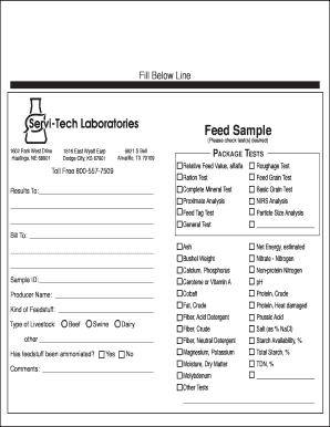Fillable Online Feed Sample Feed Sample - Servi-Tech Laboratories Fax ...