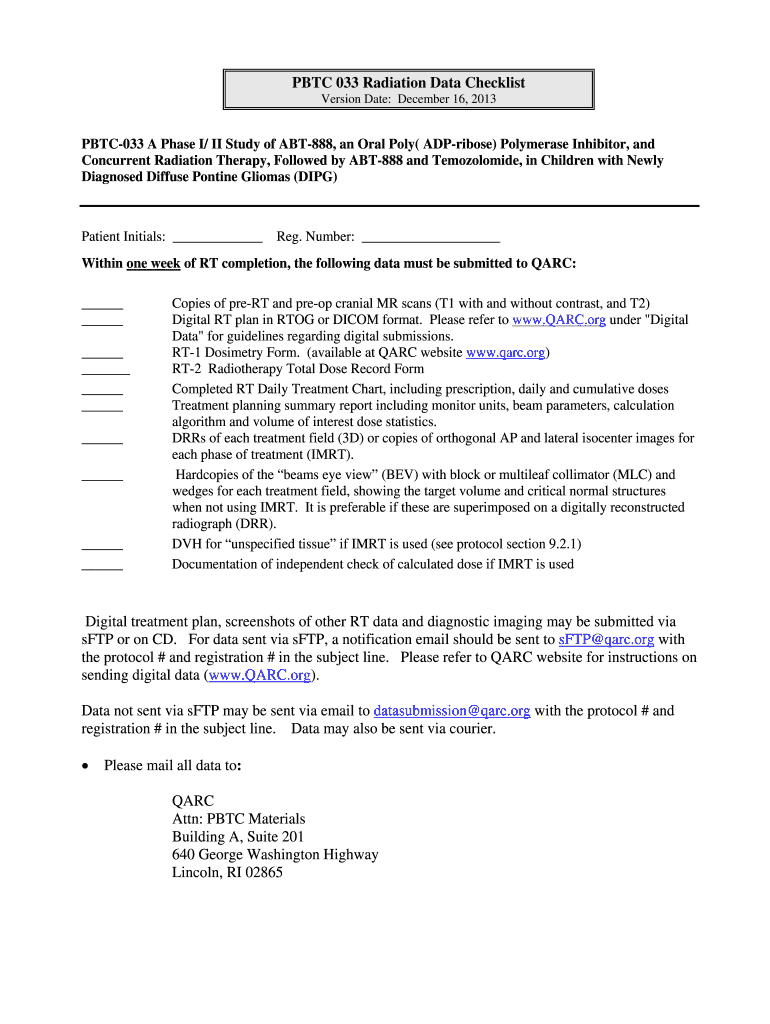Fillable Online qarc PBTC 033 Radiation Data Checklist Digital ...