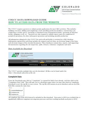 Fillable Online cogcc state co COGCC DATA DOWNLOAD GUIDE Fax Email ...