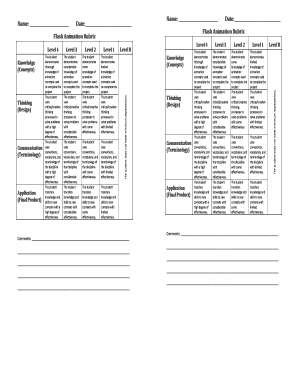 Fillable Online Date Flash Animation Rubric Flash Rubric Fax Email ...