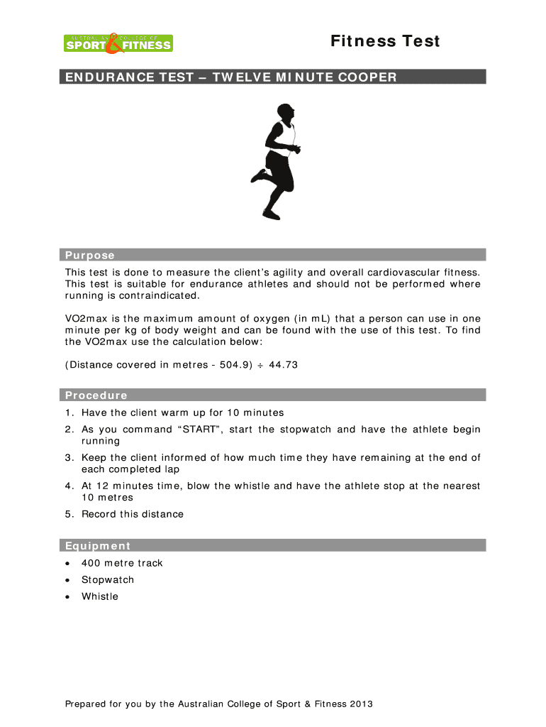 Fillable Online Fitness Test Fax Email Print - pdfFiller