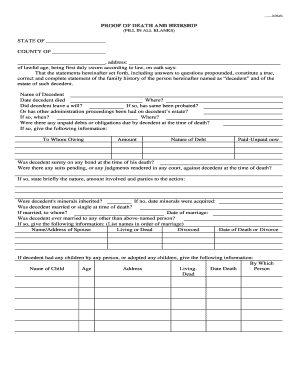 Fillable Online initials PROOF OF DEATH AND HEIRSHIP (FILL IN ALL ...