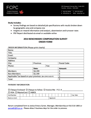 Fillable Online 2014 BENCHMARK COMPENSATION SURVEY ORDER FORM - fcpcca ...