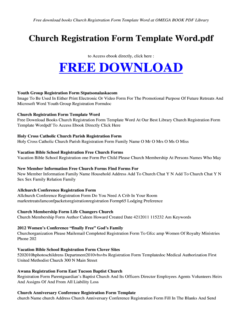Fillable Online Church Registration Form Template Wordbpdfb Fax Email ...
