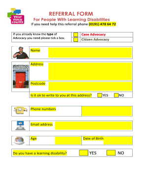Fillable Online yvc org REFERRAL FORM - Your Voice Counts Fax Email ...