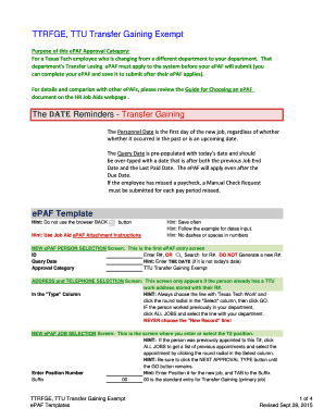 Fillable Online depts ttu The DATE Reminders - Transfer Gaining ePAF ...