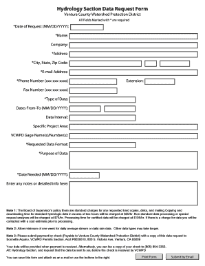 Fillable Online vcwatershed Hydrology Section Data Request Form ...