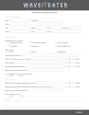Fillable Online WAVE EATER WAVE EATER WaveEater Development Form Fax ...