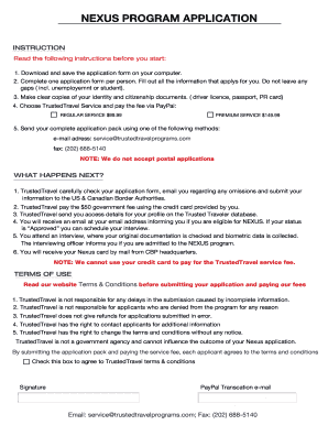 Fillable Online Global Entry Application Form ...