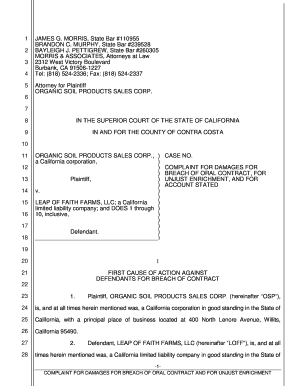 Fillable Online Sample complaint for breach of contract - Bayleigh ...