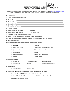 Fillable Online oursaviorkc OUR SAVIOUR LUTHERAN CHURCH FACILITY USE ...