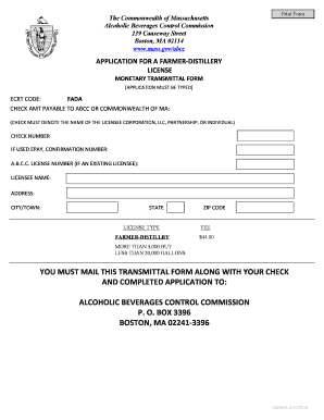 Fillable Online gov/abcc Print Form APPLICATION FOR A FARMERDISTILLERY ...