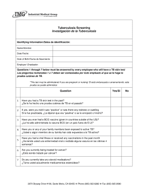 Fillable Online Tuberculosis Screening Questionnaire - Herbert Wertheim ...