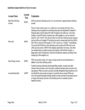 Fillable Online QuickBooks Sample Small Farm Chart of Accounts Fax ...