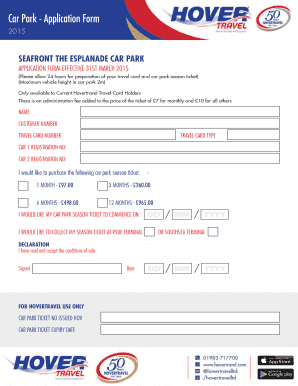 Fillable Online Car Park - Application Form - hovertravelcouk Fax Email ...