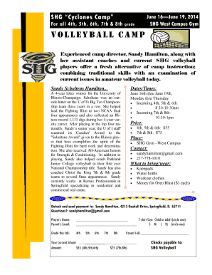 Fillable Online SHG Cyclones Camp Fax Email Print - pdfFiller