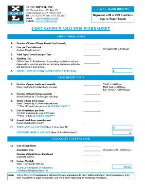 Fillable Online Cost Savings Calculator Work Sheet - Liberty Clean ...