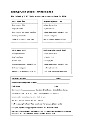 Fillable Online epping-p schools nsw edu BEppingb Public School Uniform ...