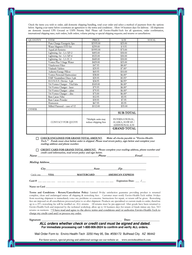 Fillable Online EHT color catalog w order form nudoc Fax Email Print ...