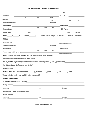 Fillable Online Confidential Patient Information ...