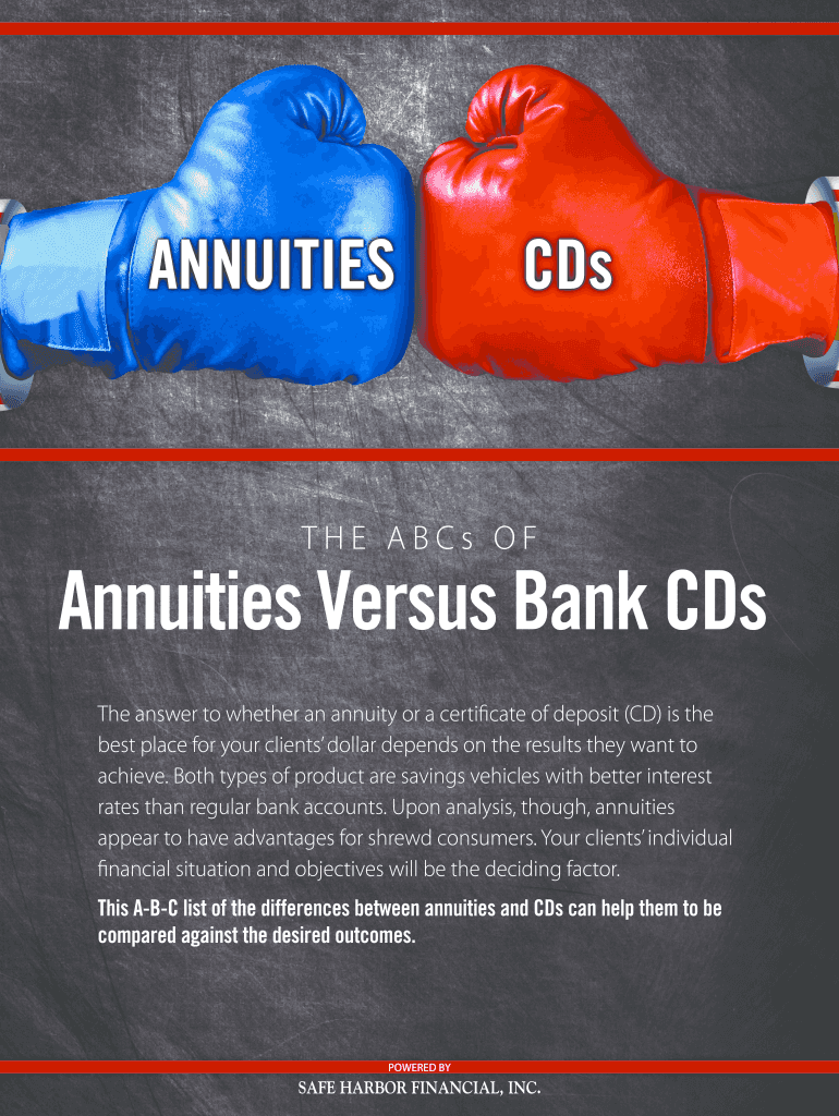 Fillable Online THE ABCs OF Annuities Versus Bank CDs ...