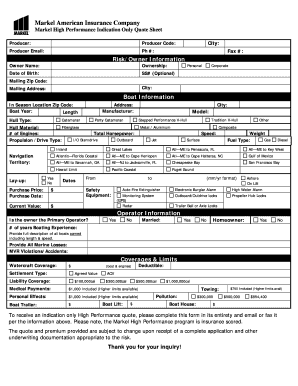 Fillable Online Markel American Insurance Company Markel High ...