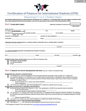 Fillable Online american Certification of Finances for International ...