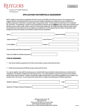 Fillable Online Application for Portfolio Assessment bFormb Fax Email Print - pdfFiller