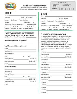Fillable Online CHILD 1 CHILD 2 PARENTGUARDIAN INFORMATION CHILD PICK ...