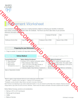 Fillable Online mayo Worksheet Planning your retirement journey ...