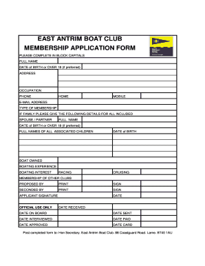 Fillable Online eabc org EAST ANTRIM BOAT CLUB MEMBERSHIP APPLICATION ...