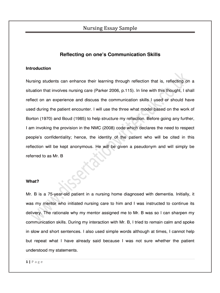 Fillable Online Nursing Essay Sample Fax Email Print - pdfFiller