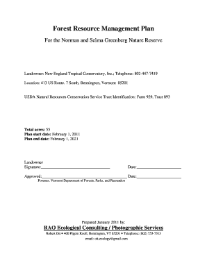 Fillable Online oneworldconservationcenter Forest Management Plan - One ...
