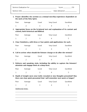 Fillable Online redeemerknoxville Sermon Evaluation form-2 - Redeemer ...