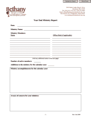 Fillable Online bethanychristianchurch-doc Year End Ministry Report ...