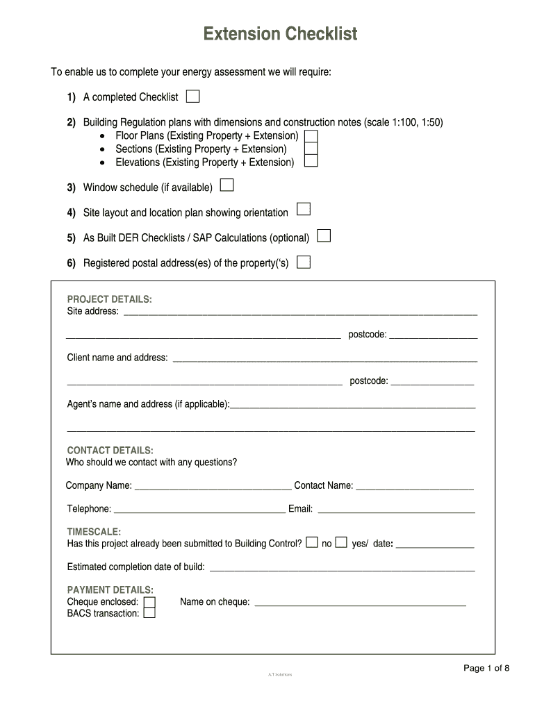Fillable Online airtestingsolutions co Extension Checklist ...