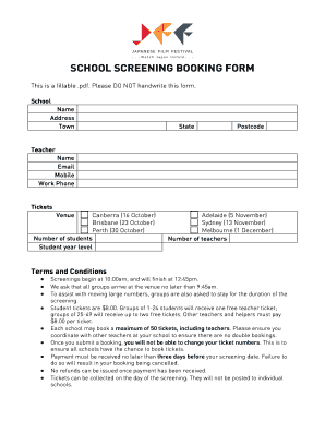 Fillable Online SCHOOL SCREENING BOOKING FORM - Languages NSW Fax Email ...