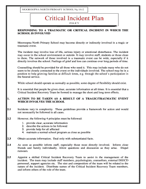 Fillable Online mnps1612 vic edu Critical Incident Plan - Mooroopna ...