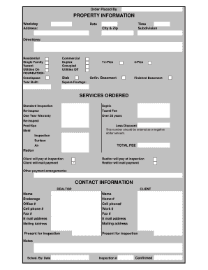 Fillable Online SERVICES ORDERED - Building Specs Property Inspections Fax Email Print - pdfFiller