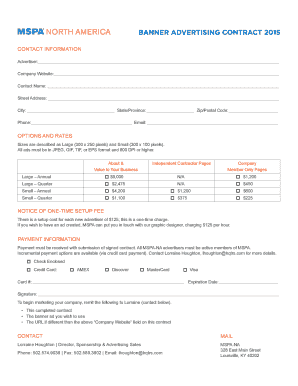 Fillable Online BANNER ADVERTISING CONTRACT 2015 - mspa-naorg Fax Email Print - pdfFiller